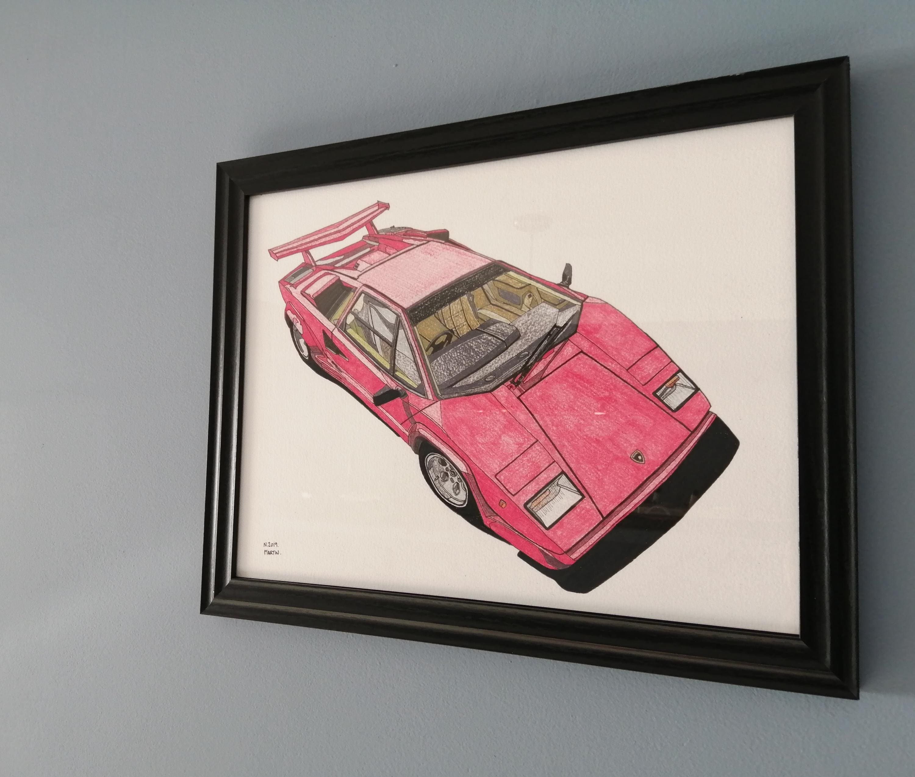Lamborghini Countach Drawing, Original A3 Size Hand-drawn Drawing (not ...