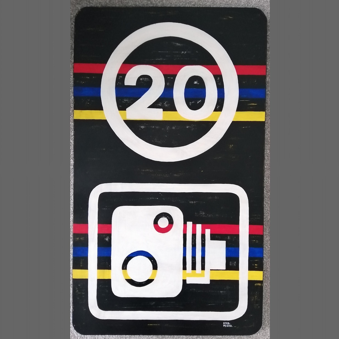 Upcycled, Genuine 20mph Speed Camera Sign, Re-imagined and Hand-painted ...