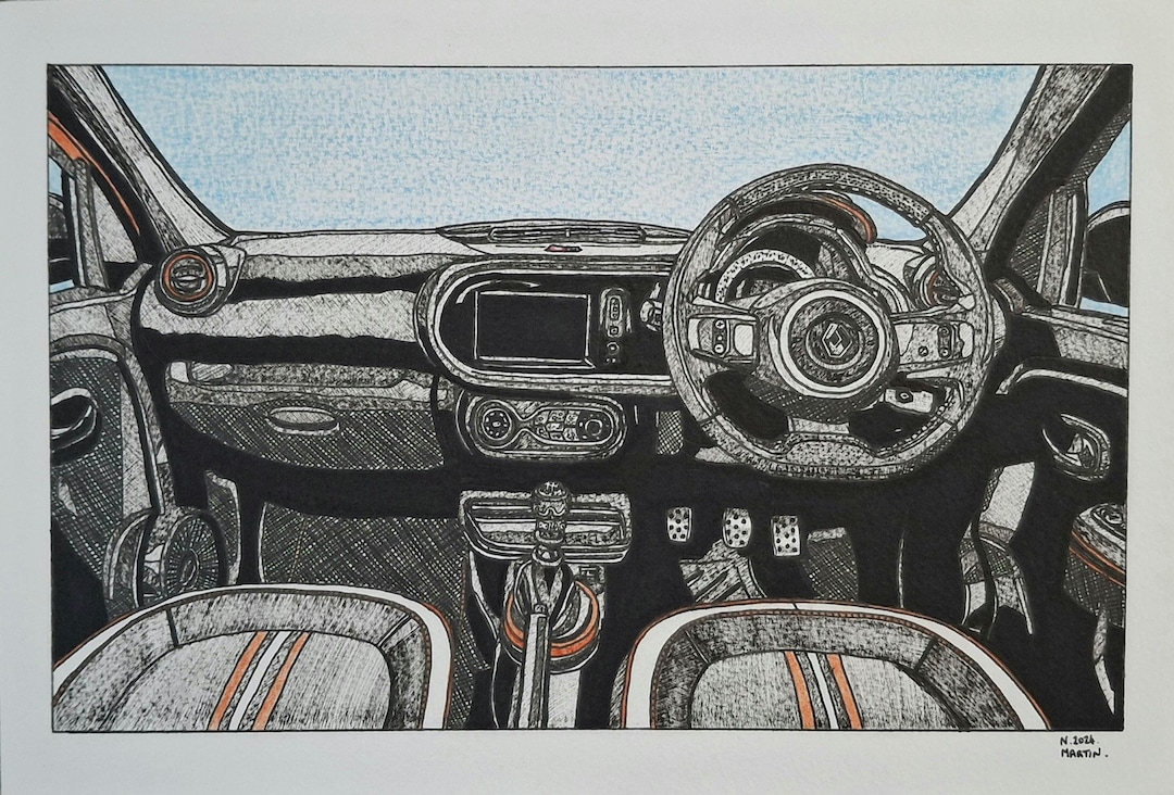 Renault Twingo Mk3, Original Hand-drawn Drawing (not a Print) - Etsy