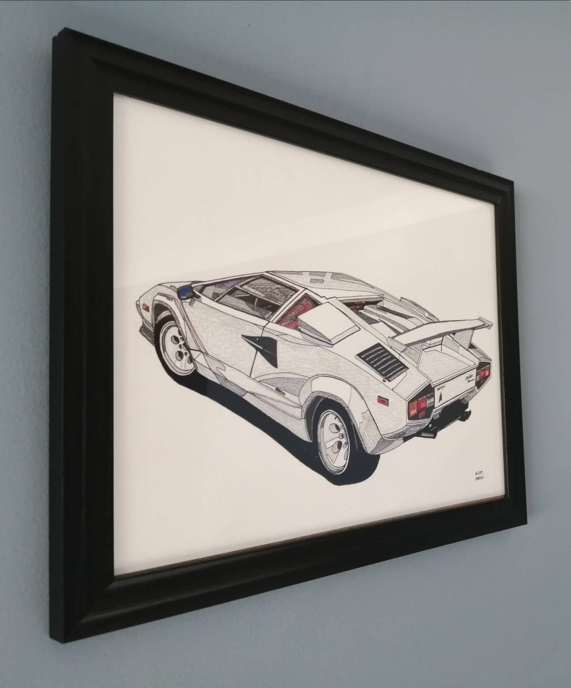 Lamborghini Countach Drawing, Original A3 Size Hand-drawn Drawing not a ...