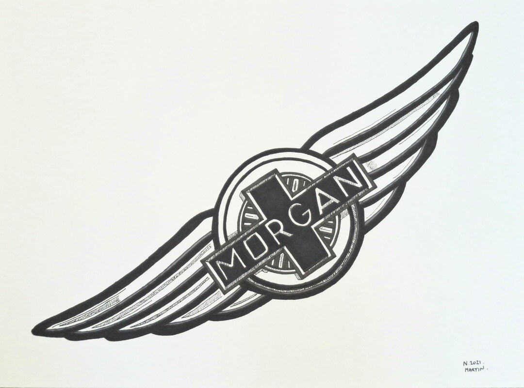 Morgan Motor Company Bonnet Badge, Original Hand-drawn Drawing (not a ...
