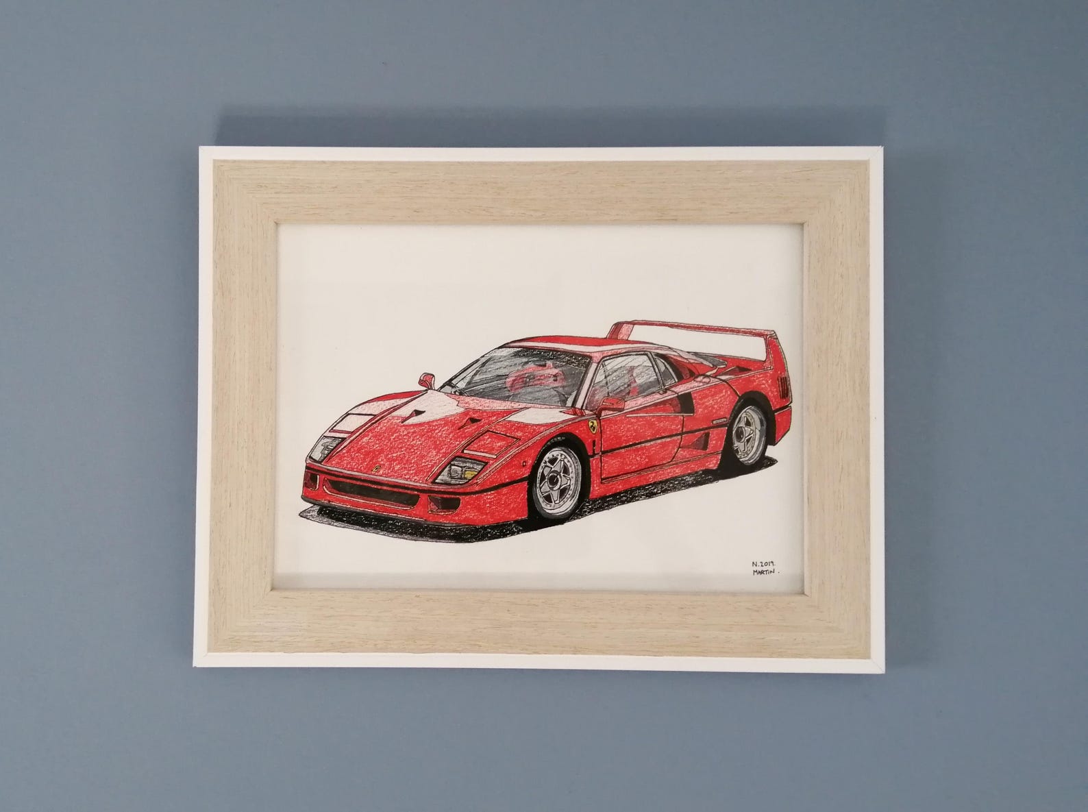 Ferrari F40 Drawing, Original A4 Size Hand-drawn Drawing (not a Print ...
