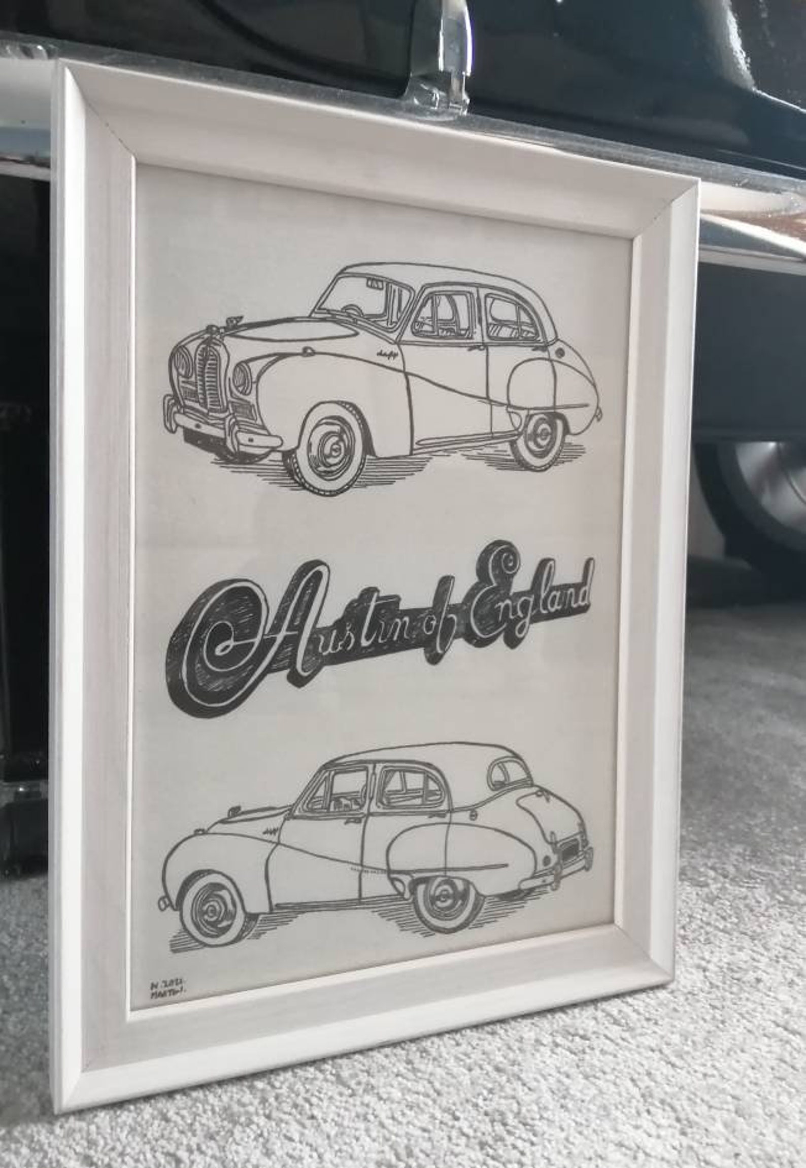 Austin A40 Somerset Drawing, Original A4 Size Hand-drawn Drawing not a ...