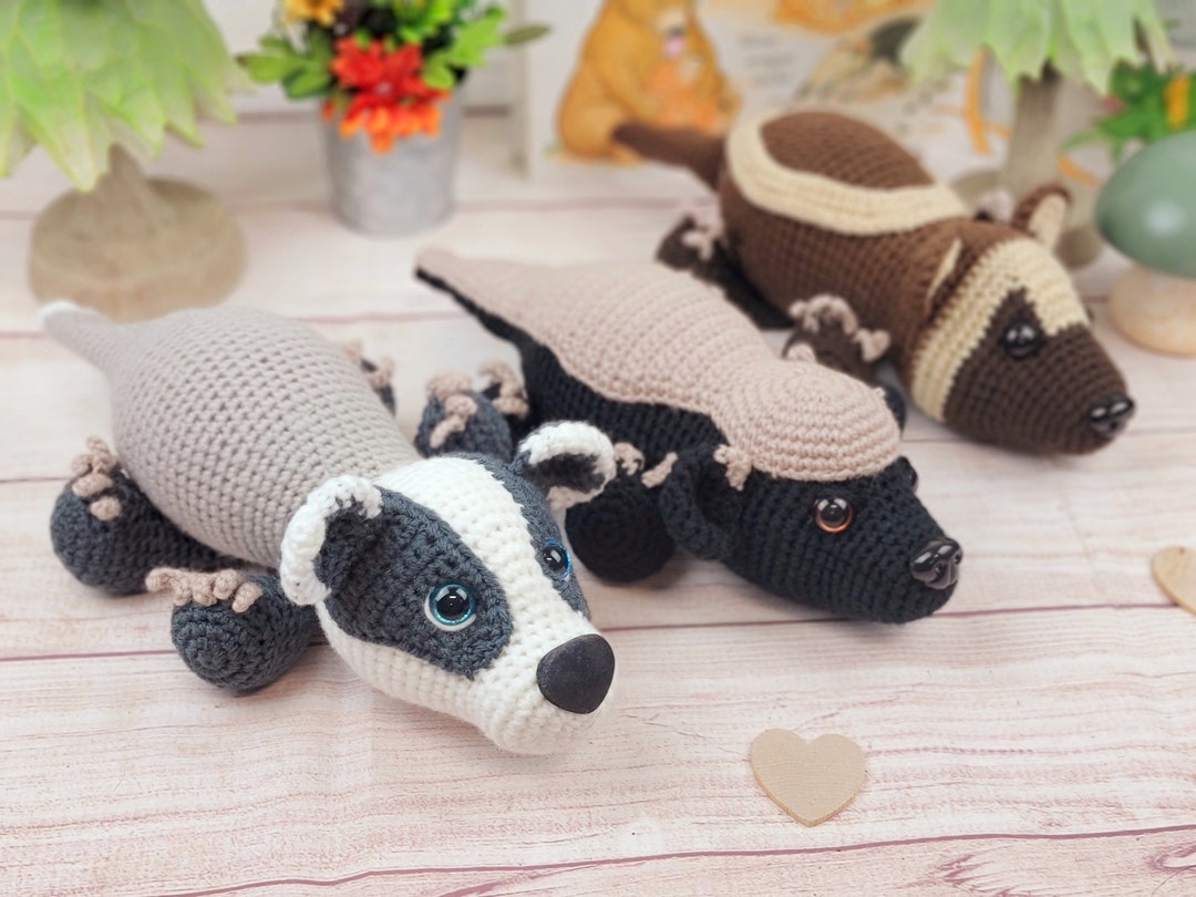 Badger, Wolverine, Honey Badger, Badger Crochet Pattern, Crochet Badger ...