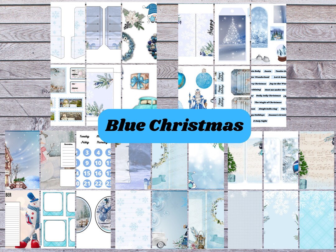 Blue Christmas Journal Digital Kit With Ephemera Printable - Etsy