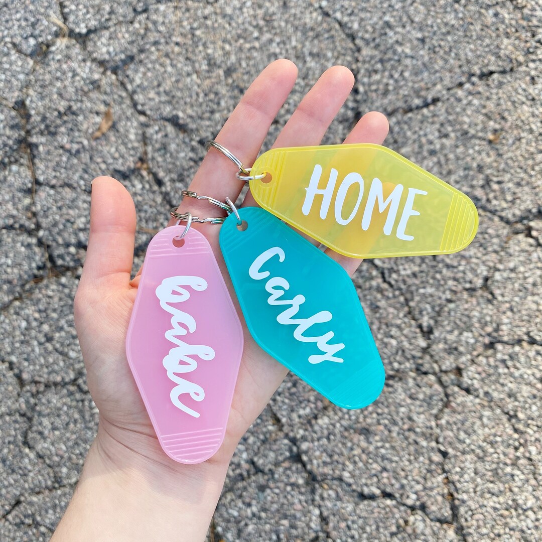 Custom Name Keychain, Personalized Key Tag, Motel Key Chain, Bridesmaid ...