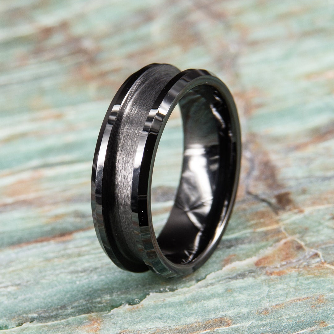 Black Ceramic Ring Core - 8mm Wide / 4mm Groove (sizes 8-13.5) - Great ...