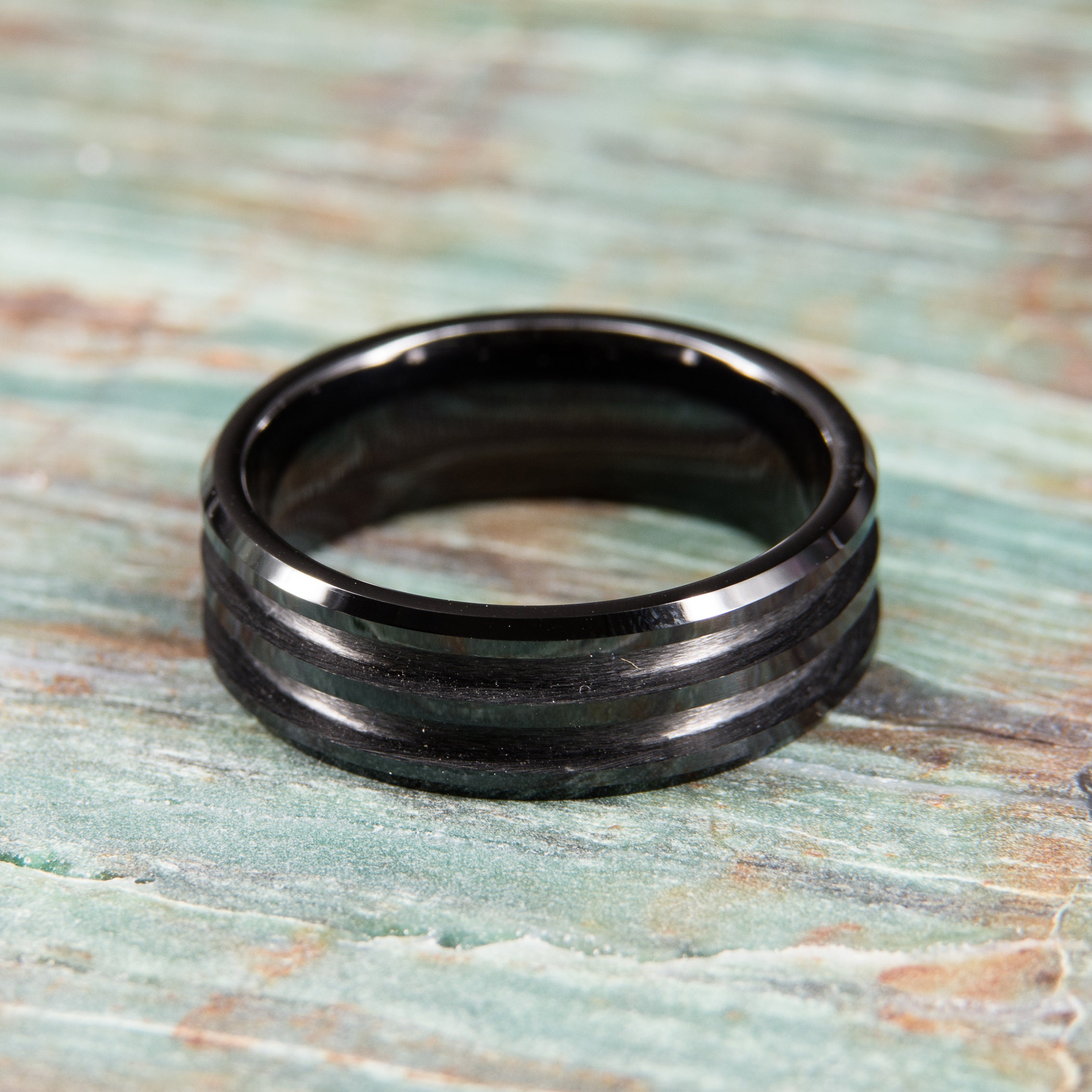 Black Ceramic Double Groove Ring Core 8mm Wide / 2mm Grooves - Etsy