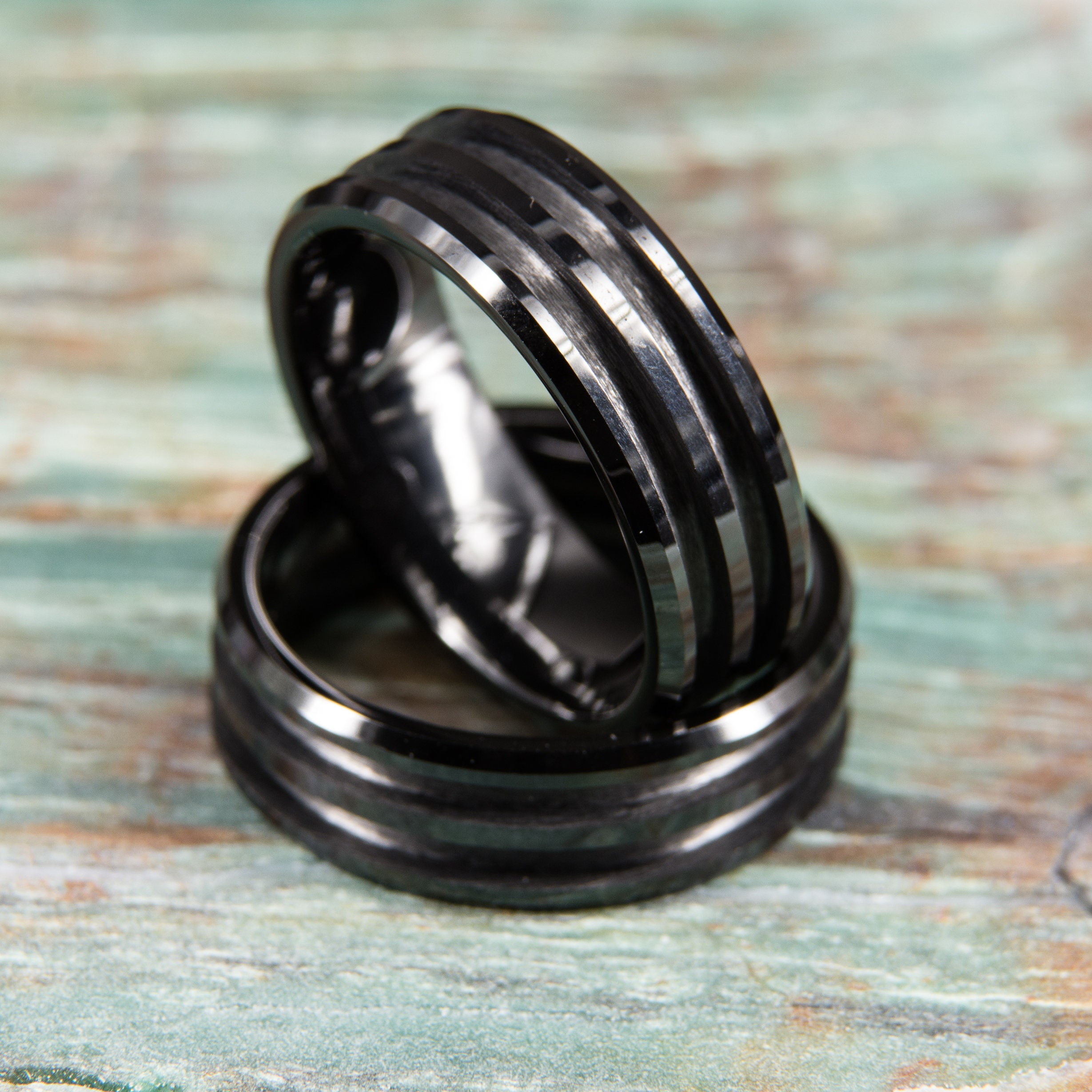 Black Ceramic Double Groove Ring Core 8mm Wide / 2mm Grooves - Etsy