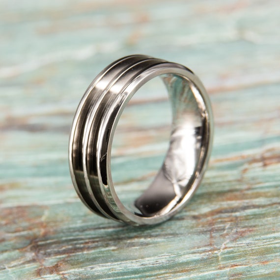 Titanium Double Groove Ring Core 8mm Wide / 2mm Grooves | Etsy