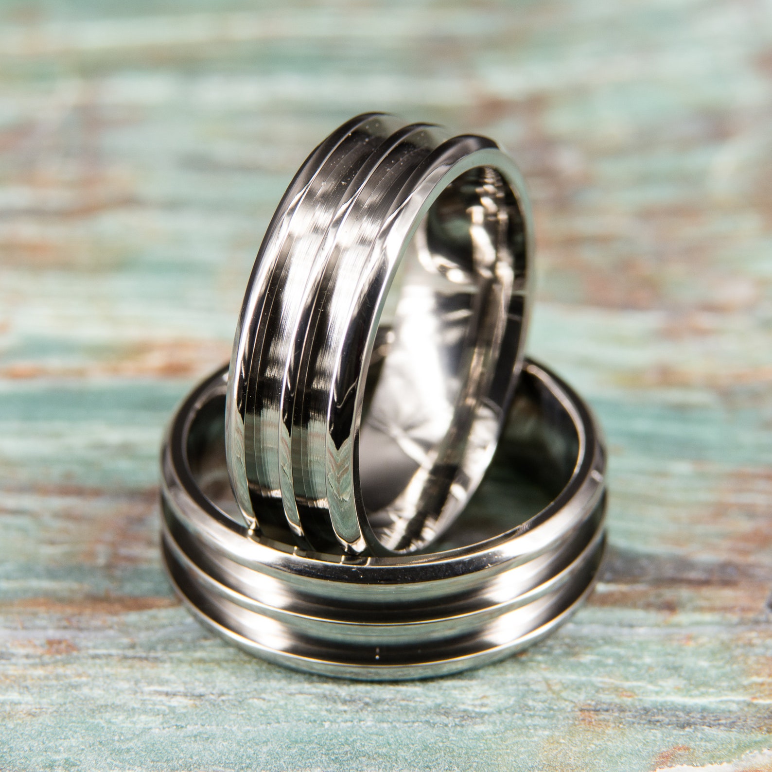 Titanium Double Groove Ring Core 8mm Wide / 2mm Grooves | Etsy