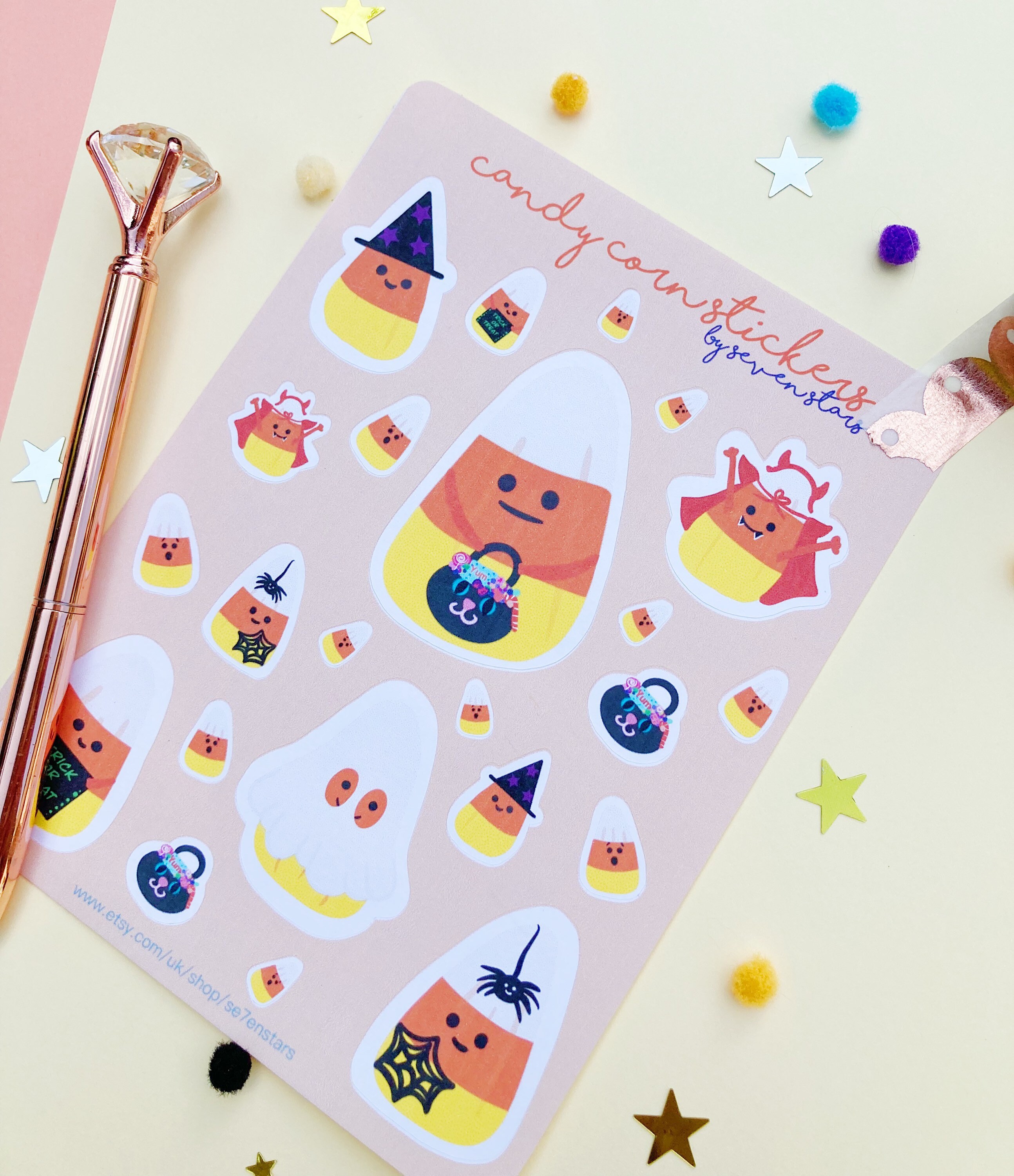 Candy Corn Stickers Halloween Stickers Kawaii Stickers | Etsy