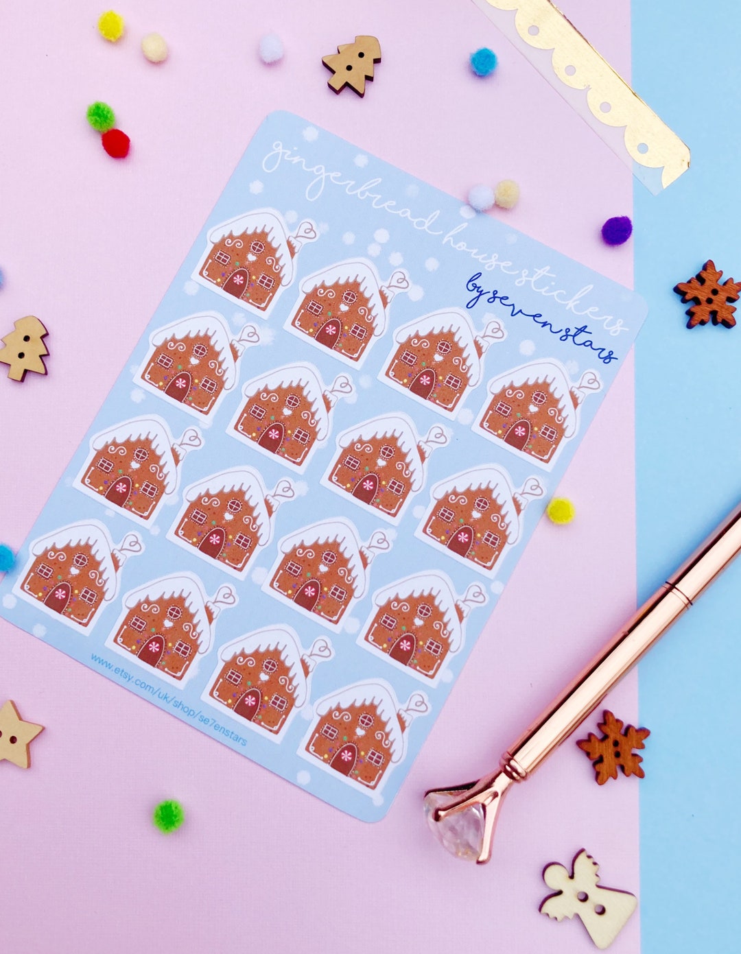 Gingerbread House Stickers | Planner Stickers | Christmas Stickers - Etsy