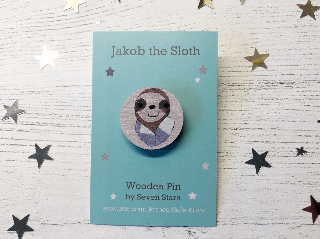 Sloth Pin Sloth Wooden Pin Sloth Lover Gift Sloth Brooch - Etsy