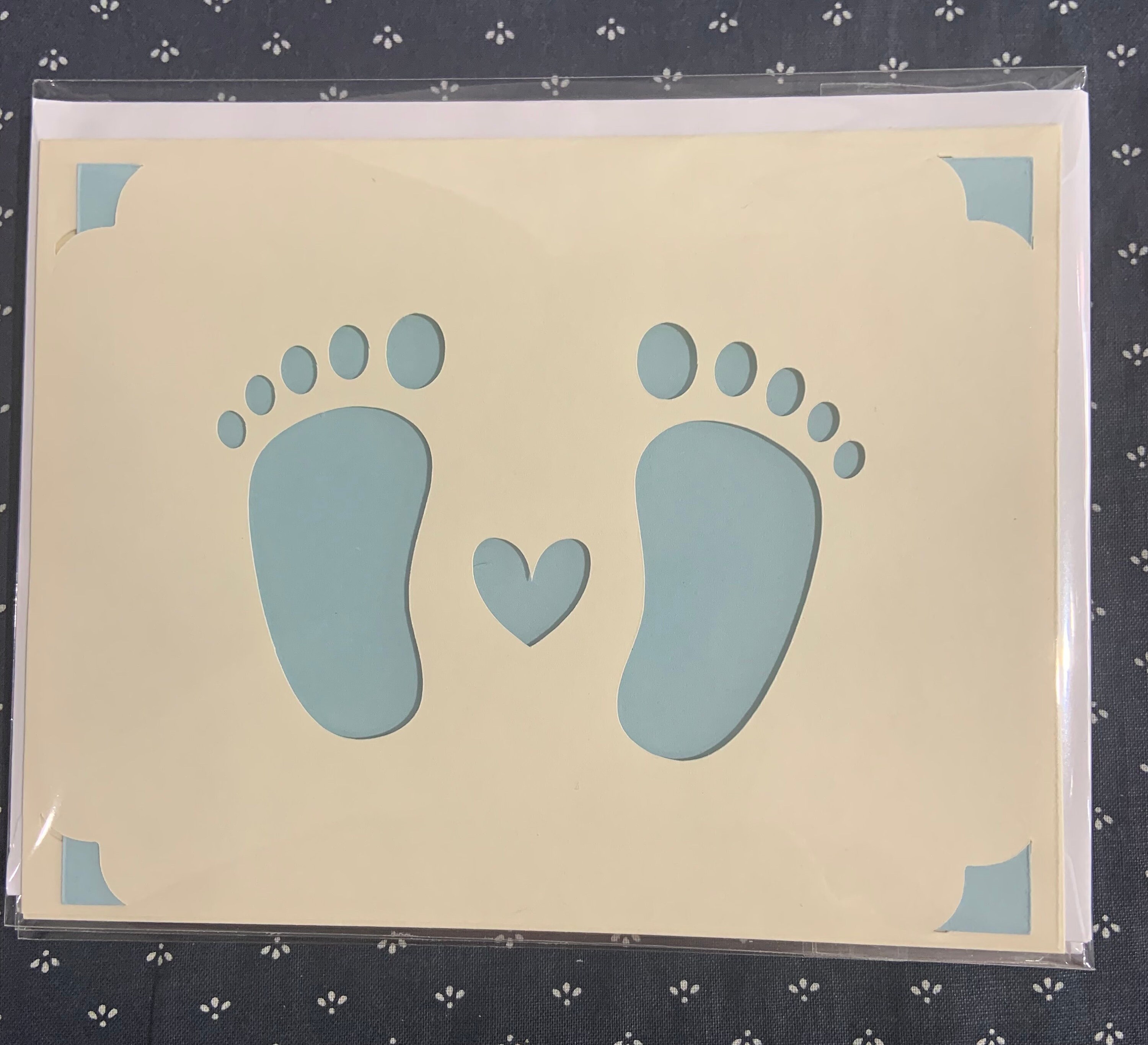 Blue Baby Card, Blank Baby Card Inside, Baby Shower Card, Blue Baby ...