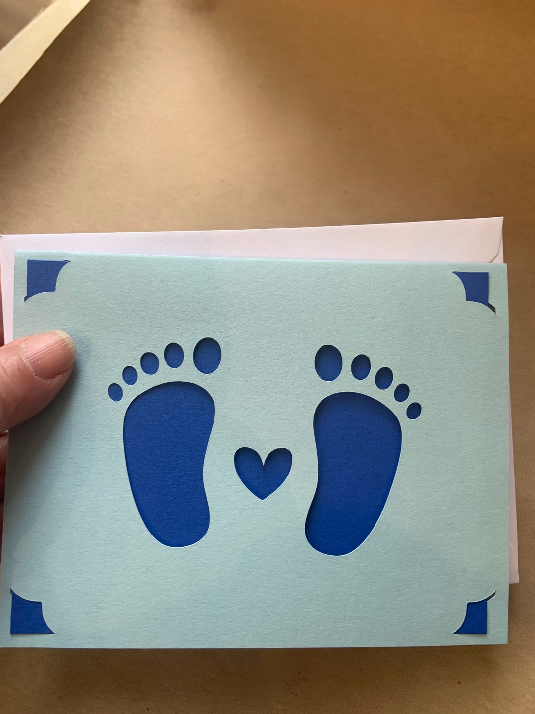 Blue Baby Card Blank Baby Card Inside Baby Shower Card Blue - Etsy