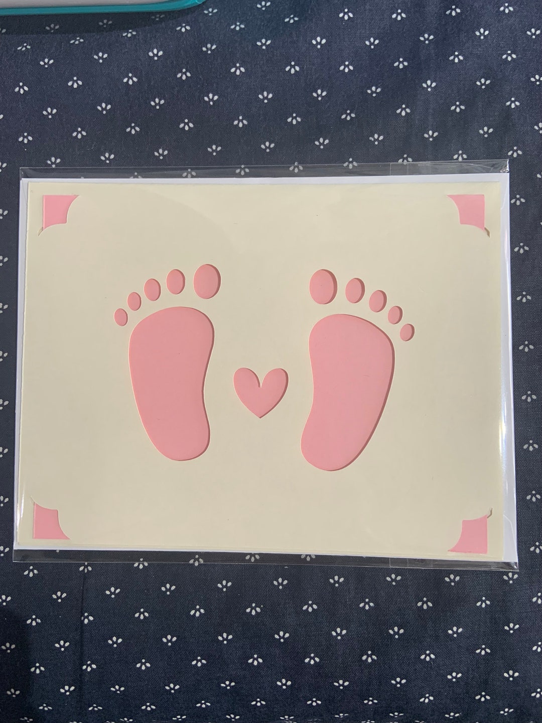 Pink Baby Card, Blank Baby Card Inside, Baby Shower Card, Pink Baby ...