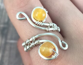 Yellow jade ring | Etsy