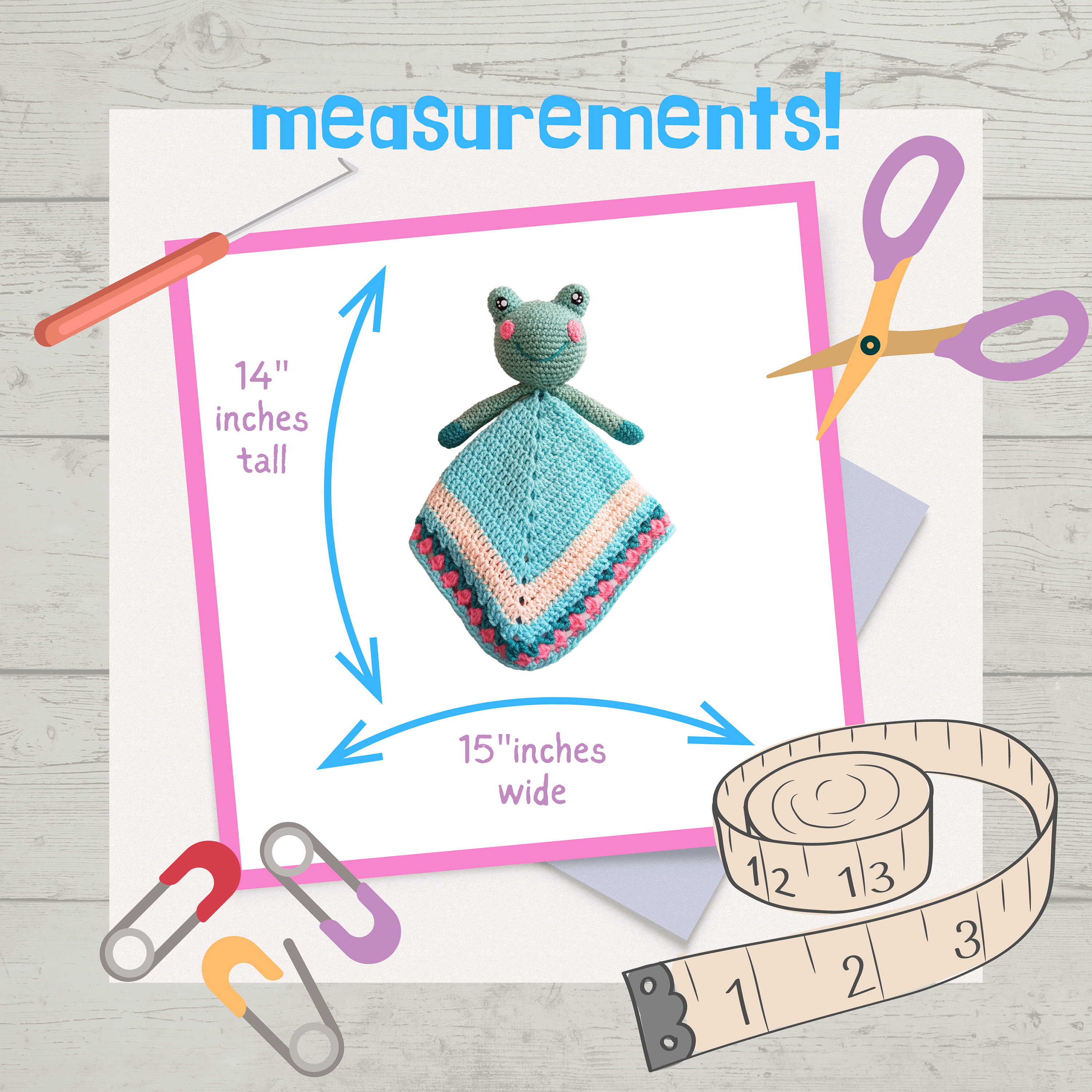 Handmade Frog Lovey Sammy Kay Crochet Spring Time Unique Frog Plushie Security Blanket Gift for ...