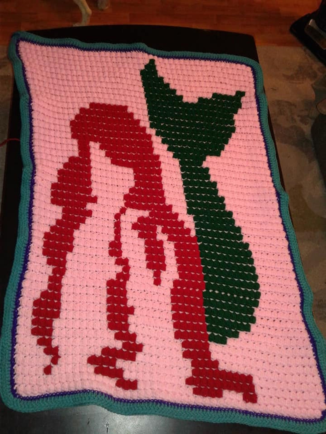 Mermaid Bobble Blanket Sammy Kay Crochet Under the Sea Pink and Green ...