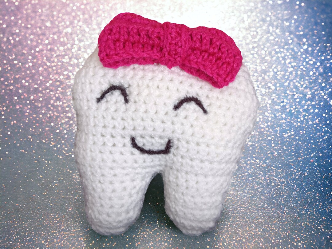 Tooth Fairy Pillow W Pink Bow - Sammy Kay Crochet Childs Lost Tooth ...