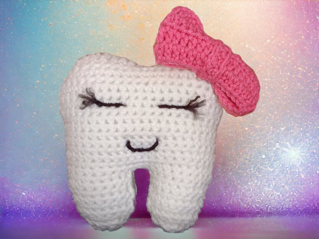 Tooth Fairy Pillow W Pink Bow Sammy Kay Crochet Childs Lost Tooth ...