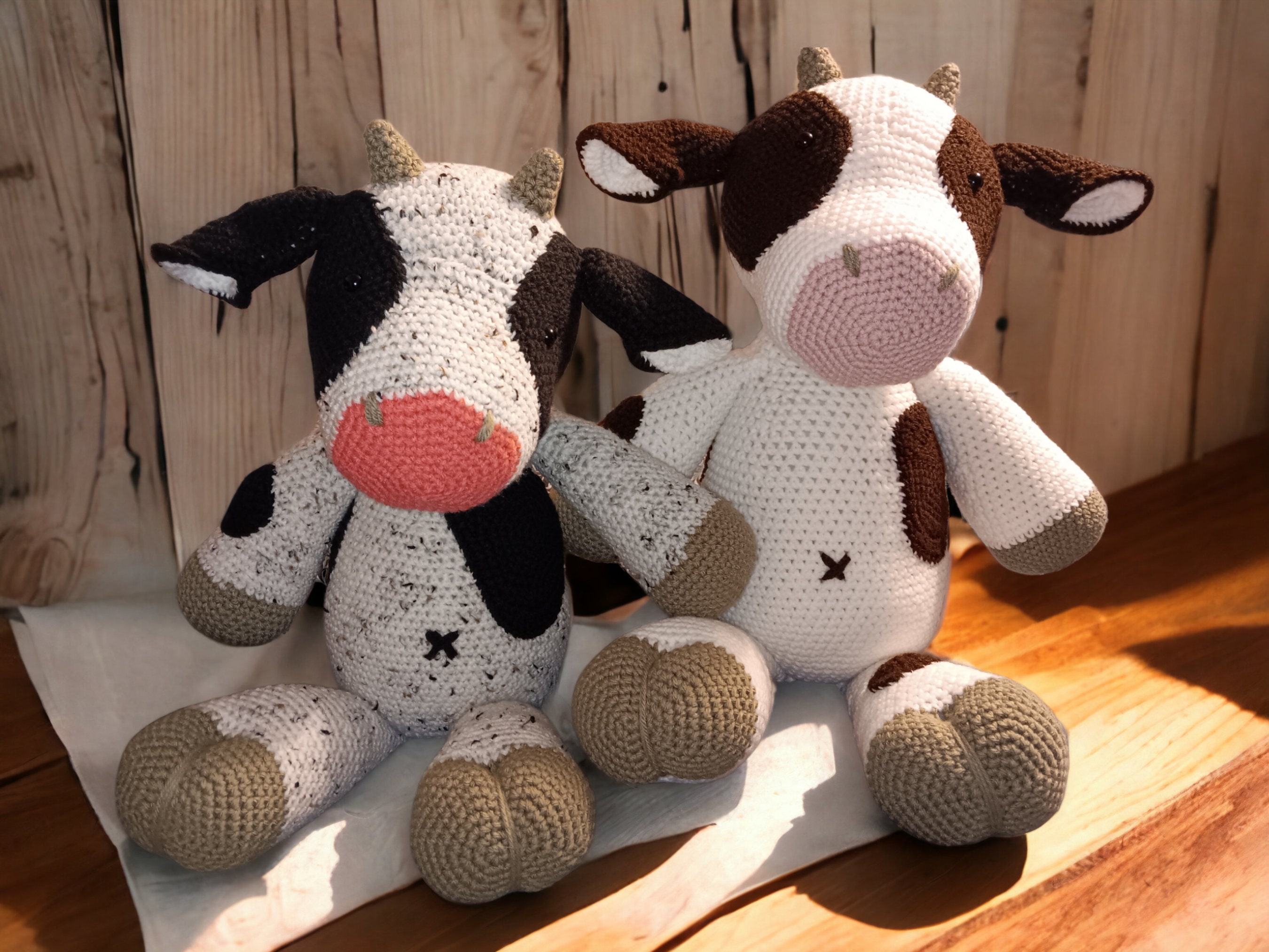 XL Cow Plush Sammykaycrochet Farm Bull Brown Milking Cow Crochet ...