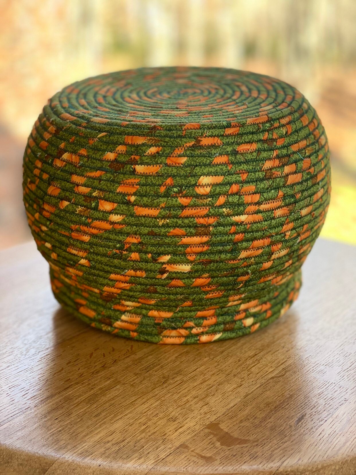 Fabric Wrapped Coiled Rope Basket, Fall Basket, Coiled Rope Wrapped ...