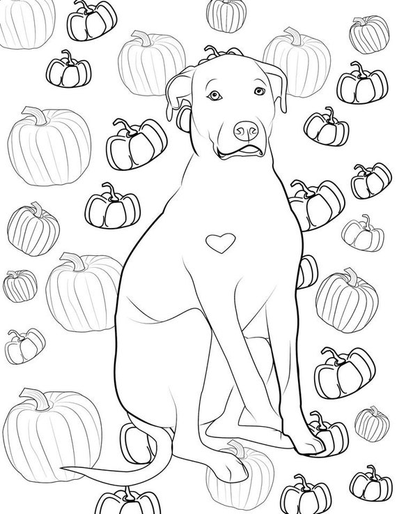 Fall Coloring Page Coloring Page Dogs | Etsy