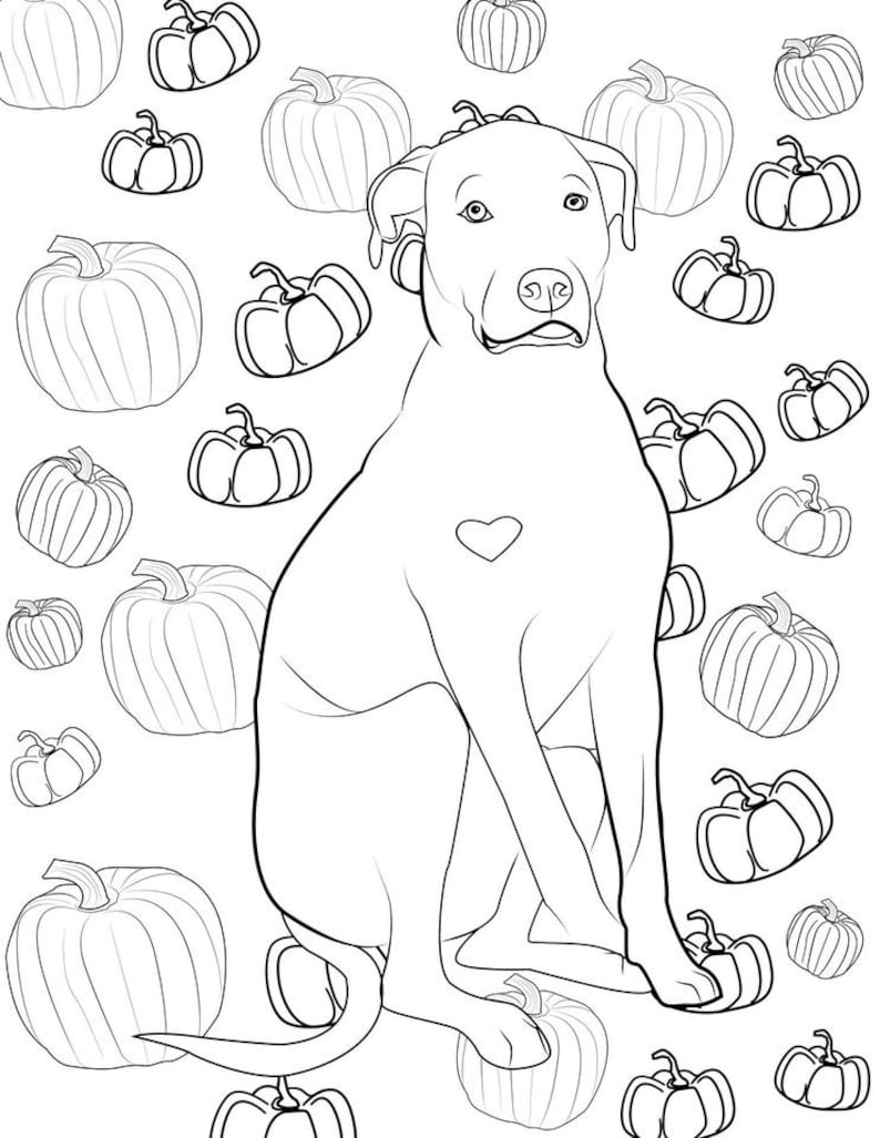 Fall Coloring Page Coloring Page Dogs - Etsy