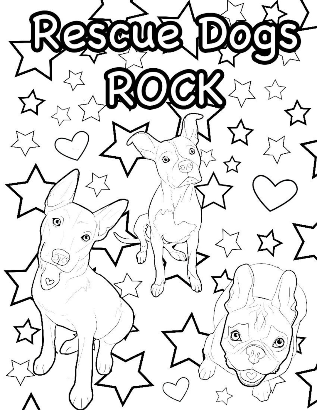 Rescue Dog Coloring Page, Rescue Dog, Dog Coloring Page - Etsy