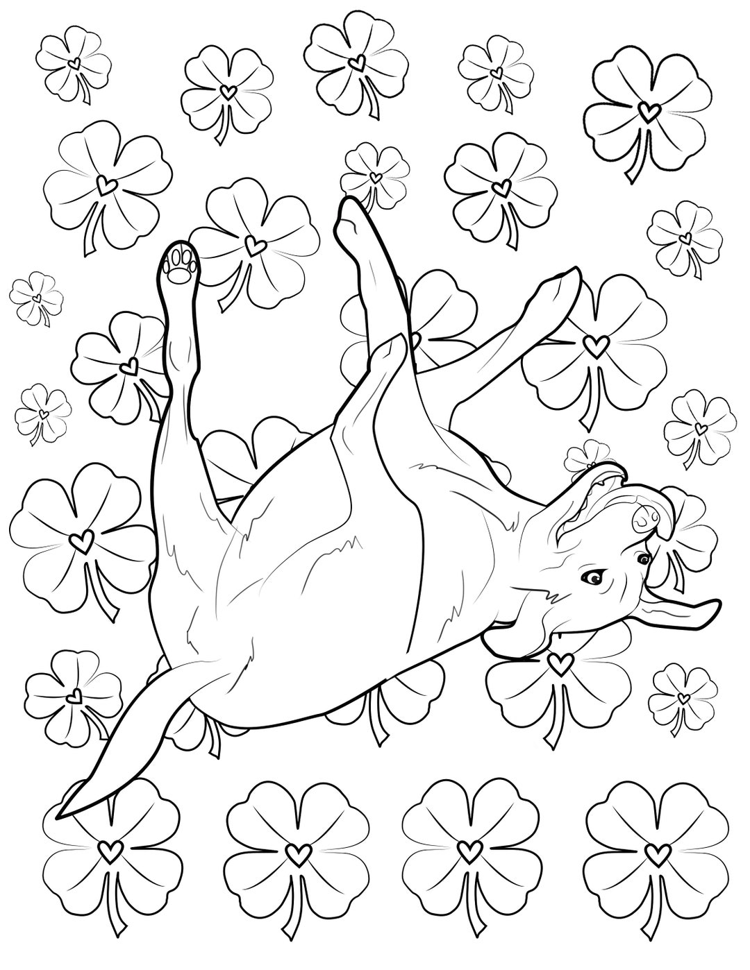 St. Patrick's Day Dog & Shamrock Coloring Page (digital Download) - Etsy
