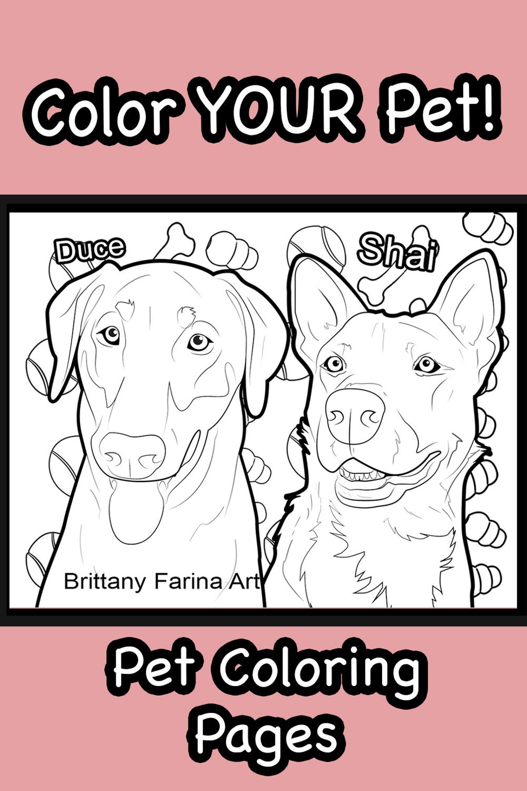 Custom Pet Coloring Pages - Custom Pet Portraits - Coloring Page ...
