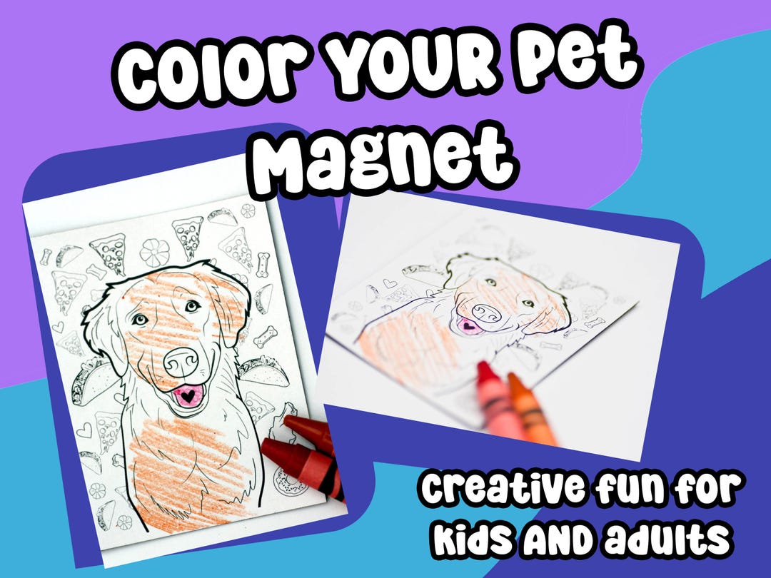 Custom Pet Coloring Page Magnet - Coloring Page Magnet - Custom Artwork ...