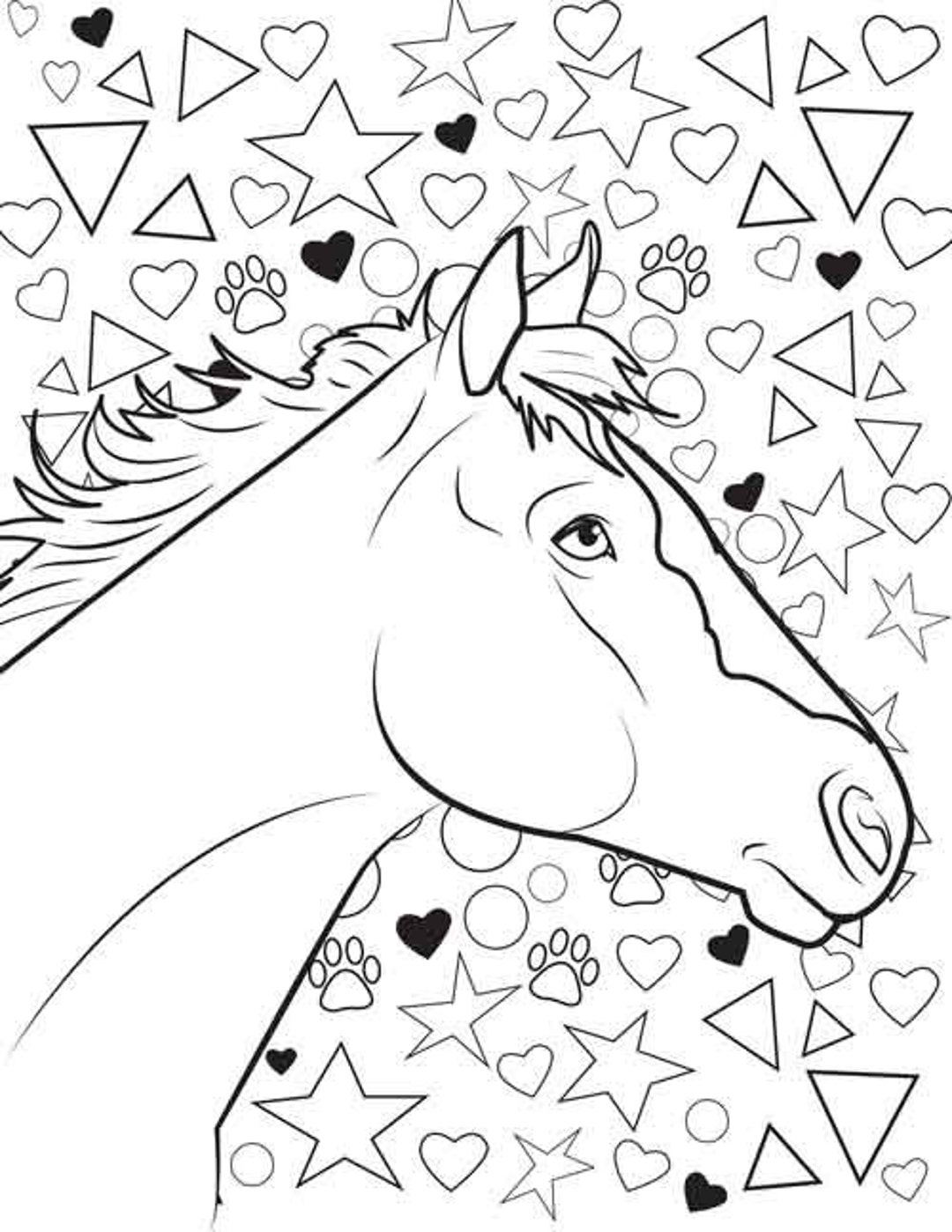 Horse Coloring Page: Farm Animal Illustration (digital Download) - Etsy