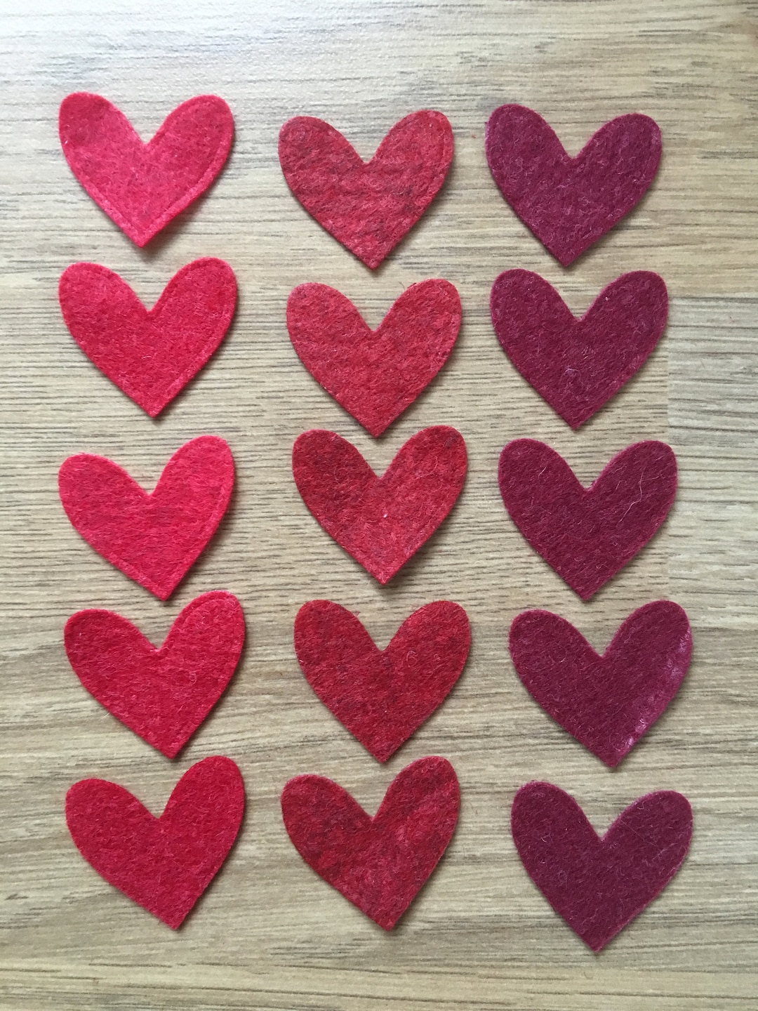 Red Felt Hearts, Die Cut Felt Hearts, Felt Heart Shapes, Medium Heart ...