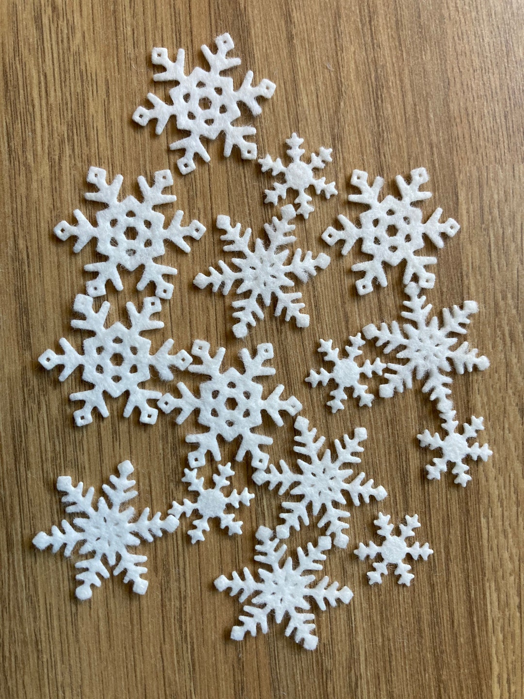 White Felt Snowflakes, 15 Die Cut Felt Snowflakes, Felt Snowflake ...
