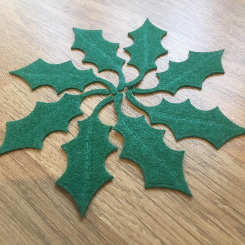 Felt Holly Leaves Die Cut Felt Holly Leaves Felt Shapes - Etsy UK