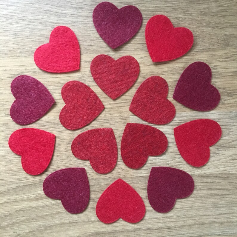 Red Felt Hearts Die Cut Felt Hearts Felt Heart Shapes - Etsy