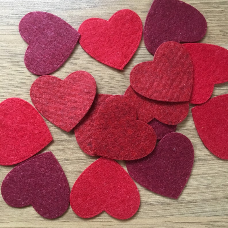 Red Felt Hearts Die Cut Felt Hearts Felt Heart Shapes - Etsy