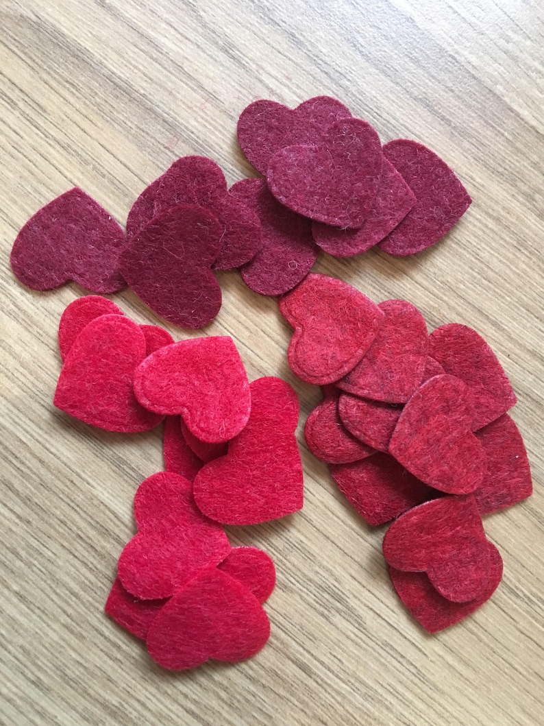 Red Felt Hearts Die Cut Felt Hearts Felt Heart Shapes Small - Etsy UK