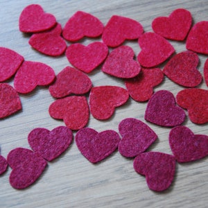 Red Felt Hearts, Die Cut Felt Hearts, Felt Heart Shapes, Small Heart ...