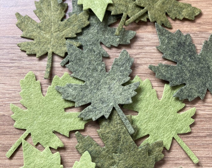 Green Felt Leaves, Die Cut Felt Leaves, Felt Shapes, Die Cut Felt ...