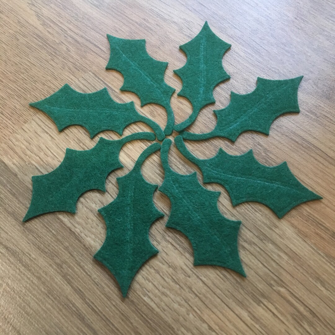 Felt Holly Leaves, Die Cut Felt Holly Leaves, Felt Shapes, Felt Holly ...