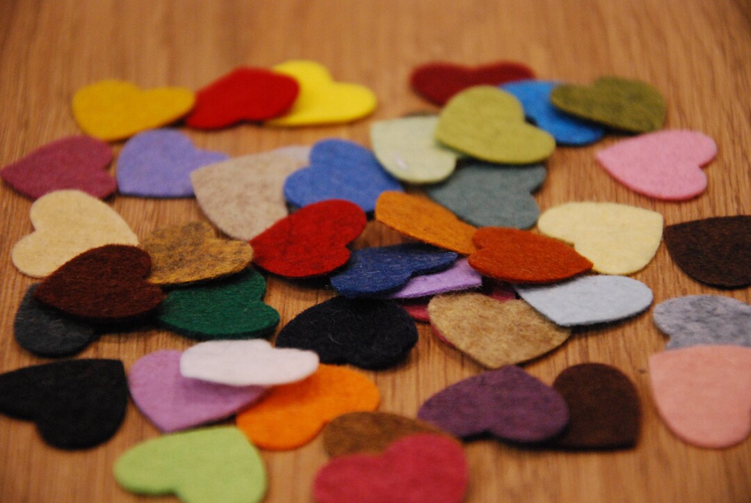 Mixed Wool Blend Felt Hearts, Craft Embellishments, Confetti (0.75" X 0 ...