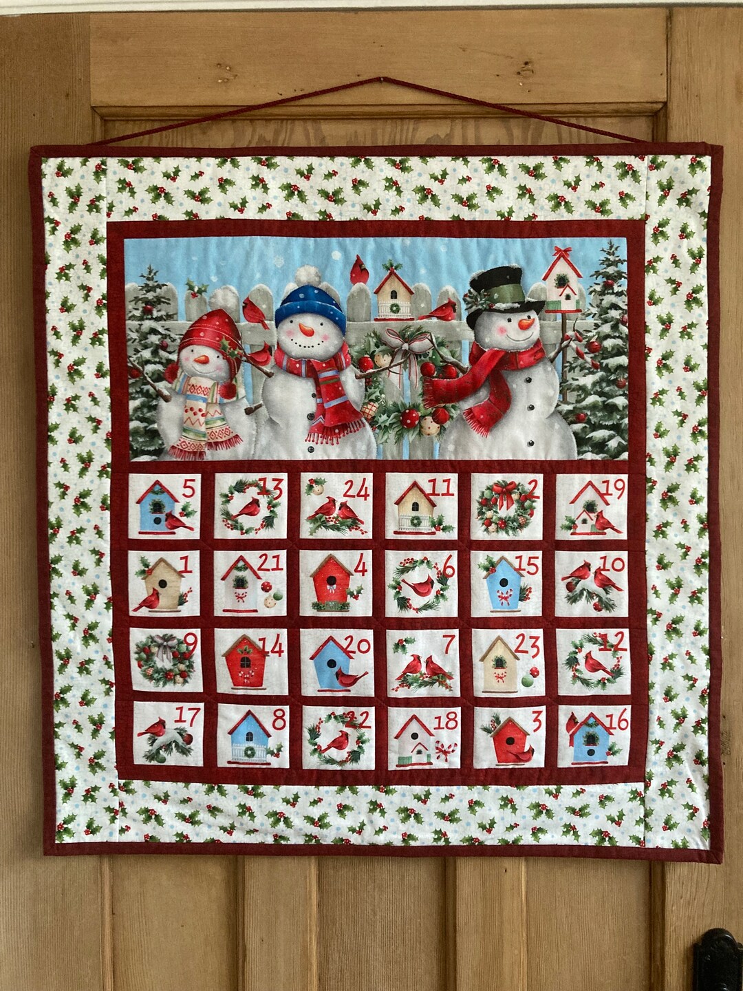 Snowman Advent Calendar, Christmas Advent Calendar, Advent, Fabric ...