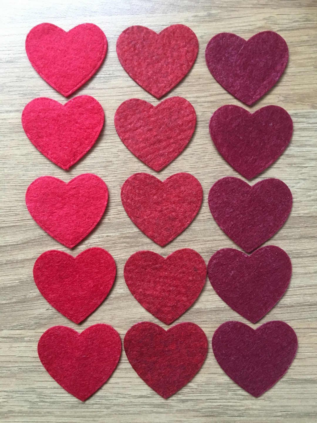 Red Felt Hearts, Die Cut Felt Hearts, Felt Heart Shapes, Medium Heart ...