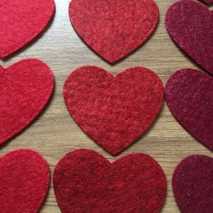 Red Felt Hearts, Die Cut Felt Hearts, Felt Heart Shapes, Medium Heart ...