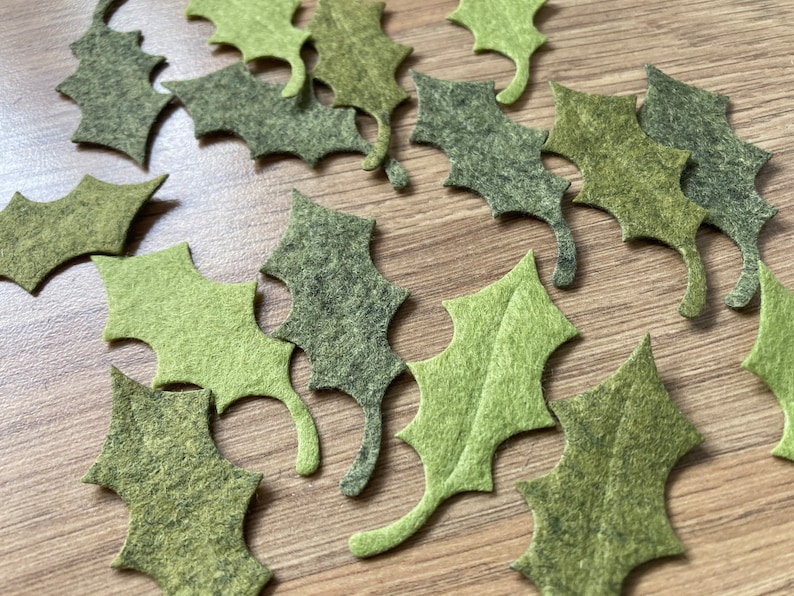 Felt Holly Leaves Die Cut Felt Holly Leaves Felt Shapes - Etsy UK