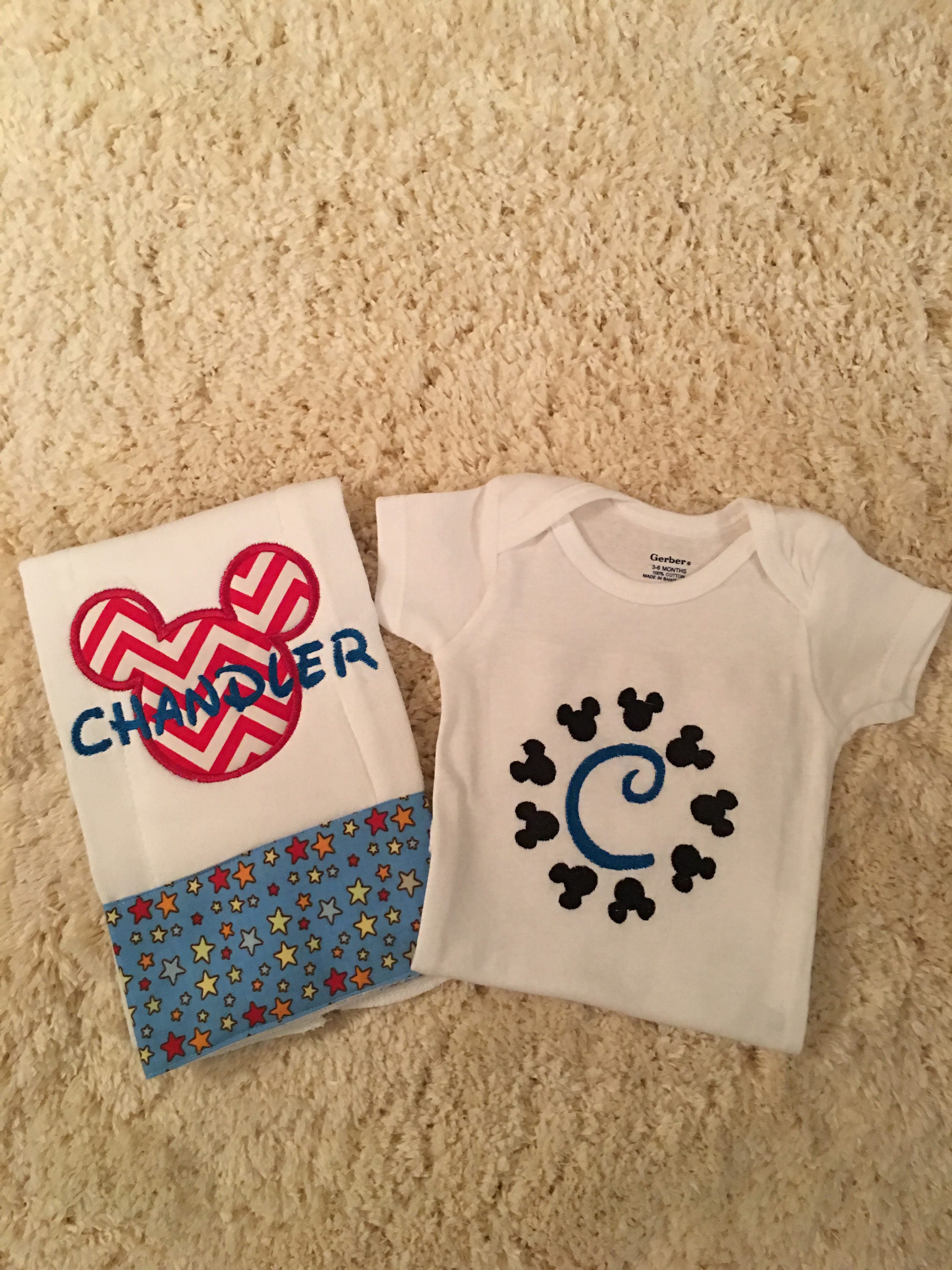 Monogrammed Disney Baby Boy Burp Cloth Set-personalized Disney - Etsy